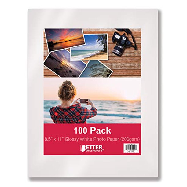 Glossy Photo Paper, 8.5 x 11 Inch, 100 Sheets, Better Office Products ...