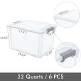 Kerhouze 32 Qt. Clear Plastic Storage Bins with Lids, Stackable, 6 Pack ...