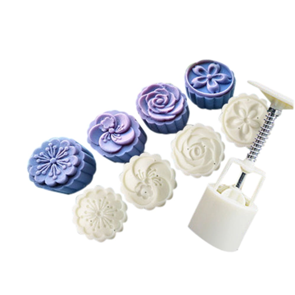 Cake Molds Clearance, 4 Style Stamps 50g Round Flower Moon Cake Mold ...