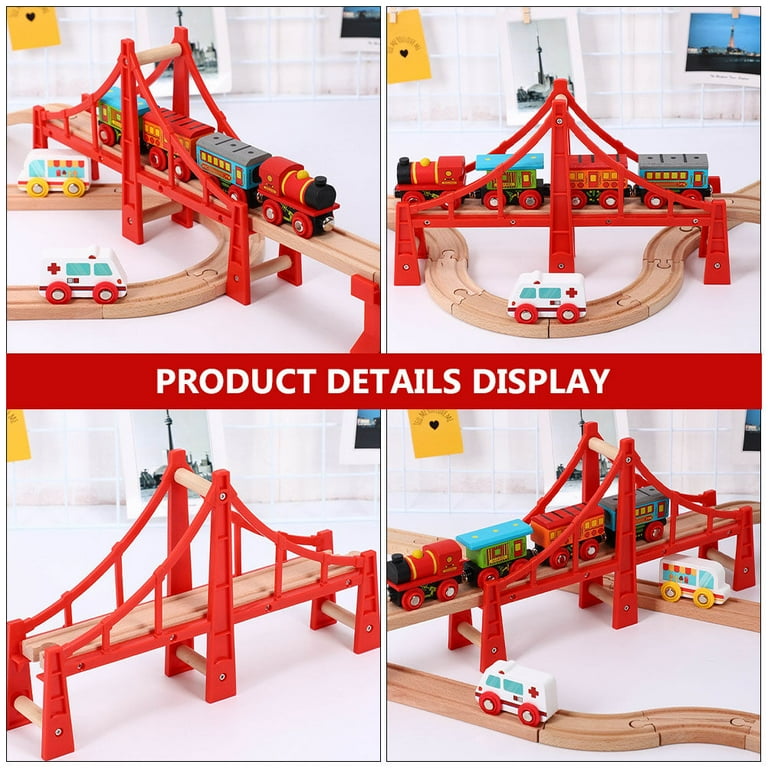 Train Track Toys For Boys GOOHOCHY Wooden Train Track Intersections For ...