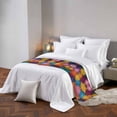 Colorful Dahlia Bed Runner Cal King Size Modern Abstract Orange Yellow ...