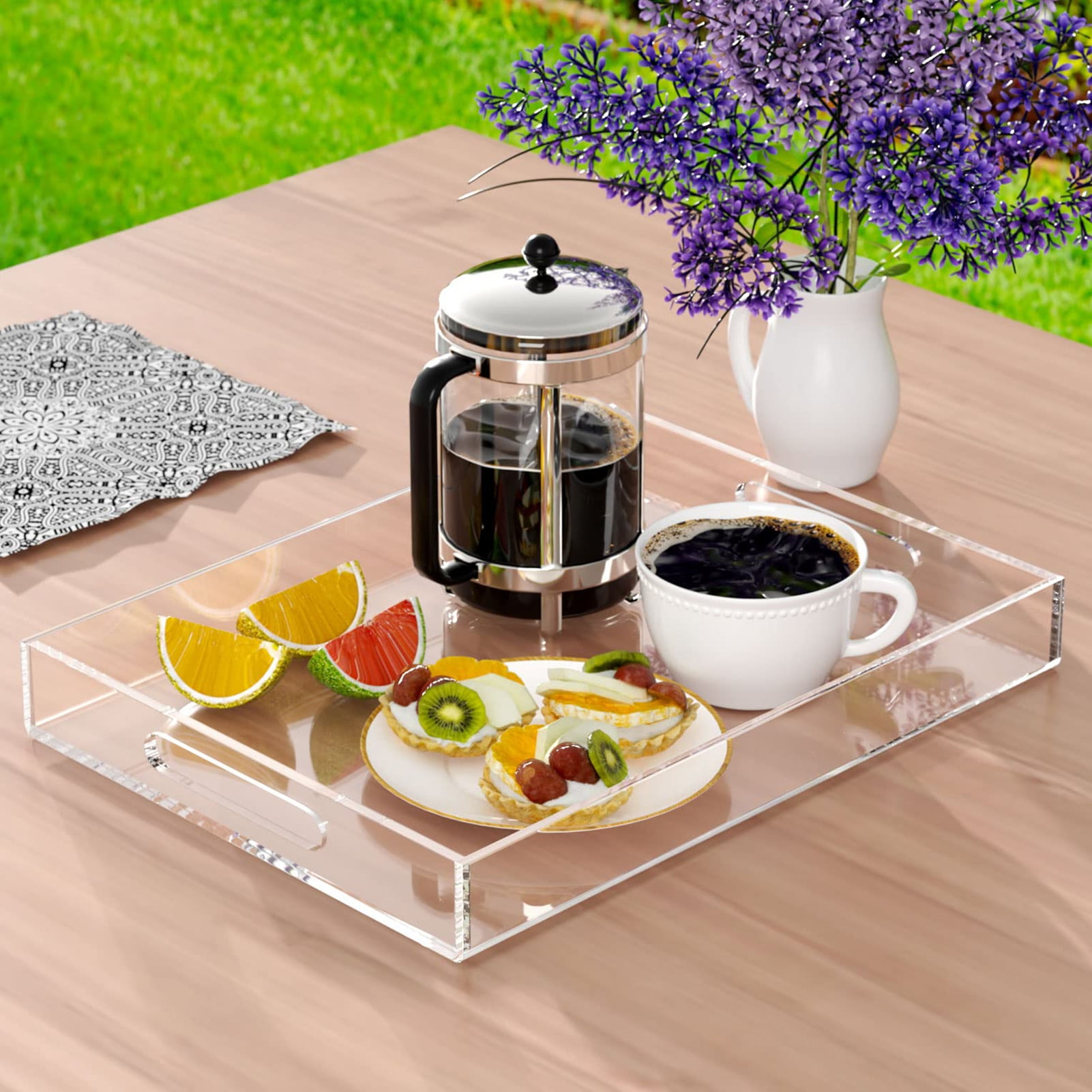 Washranp Clear Serving Tray,Large Capacity Acrylic Storage Tray with ...