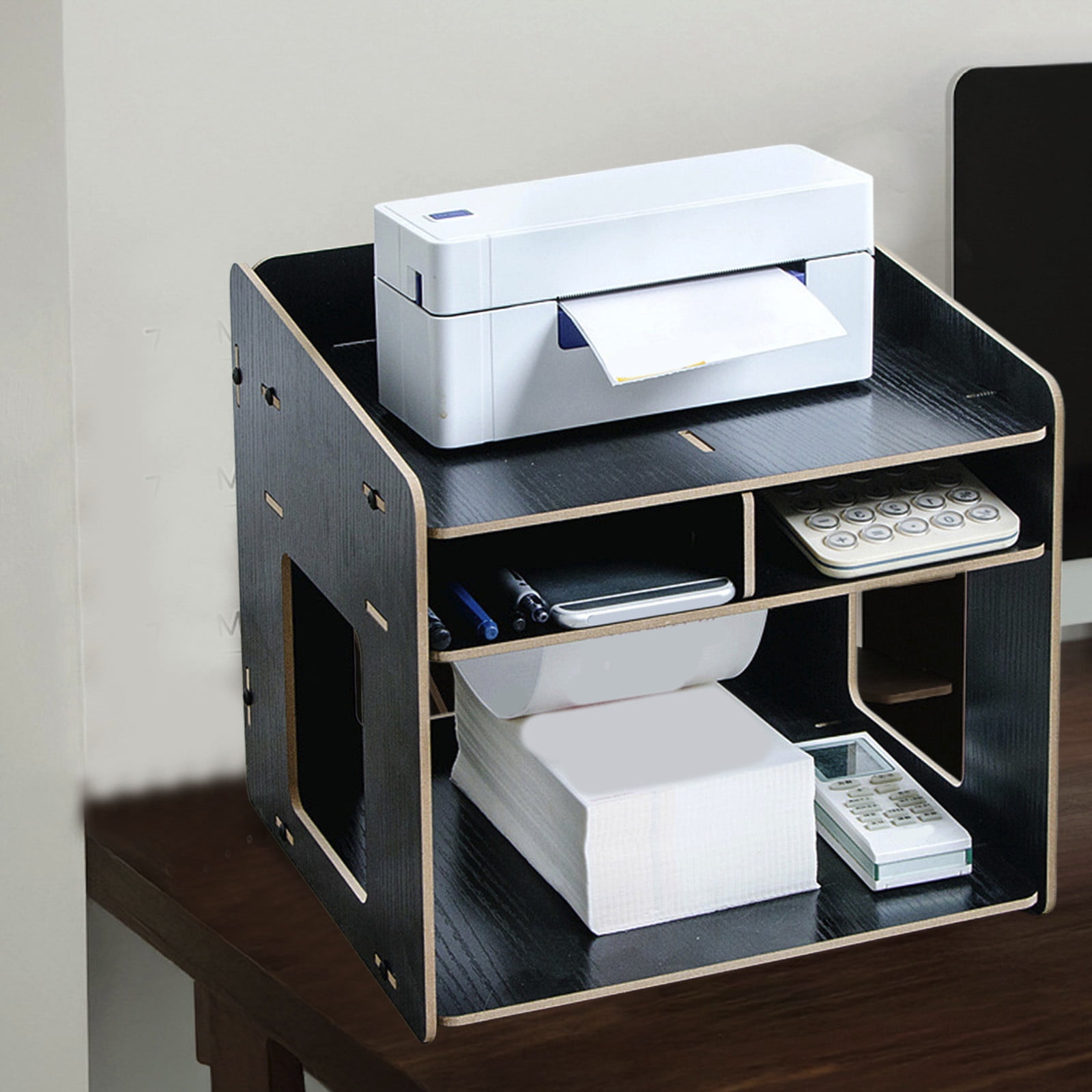 Desktop Organizer Cabinet Wood Desk Storage Shelf For Office Supplies ...