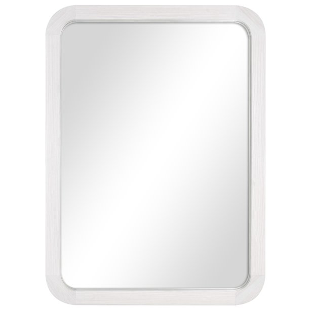 Mainstays 22inx30in Rounded Edge Rectangular White Finish Wall Mirror ...