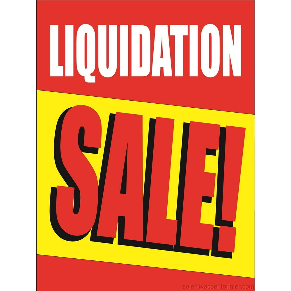 Liquidation Sale Storefront Window Display Sign, 18"w x 24"h, Full ...