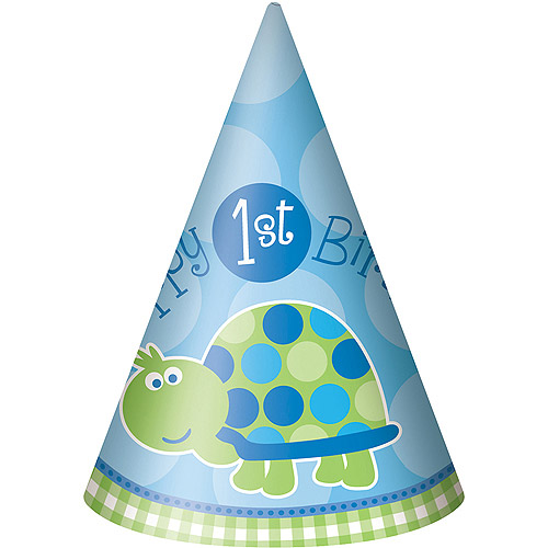 Turtle 1st Birthday Party Hats, 8-Count - Walmart.com