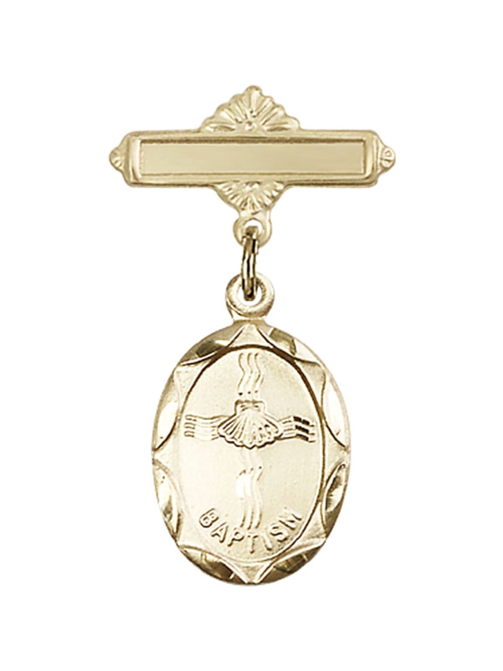 Gold Filled Baby Badge with Baptism Charm and Badge Pin Pin - Walmart.com