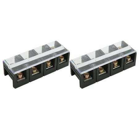2 Pcs Terminal Block Dual Rows 60A 600V Compact Terminal Block Barrier Strip with PC Shell for ...