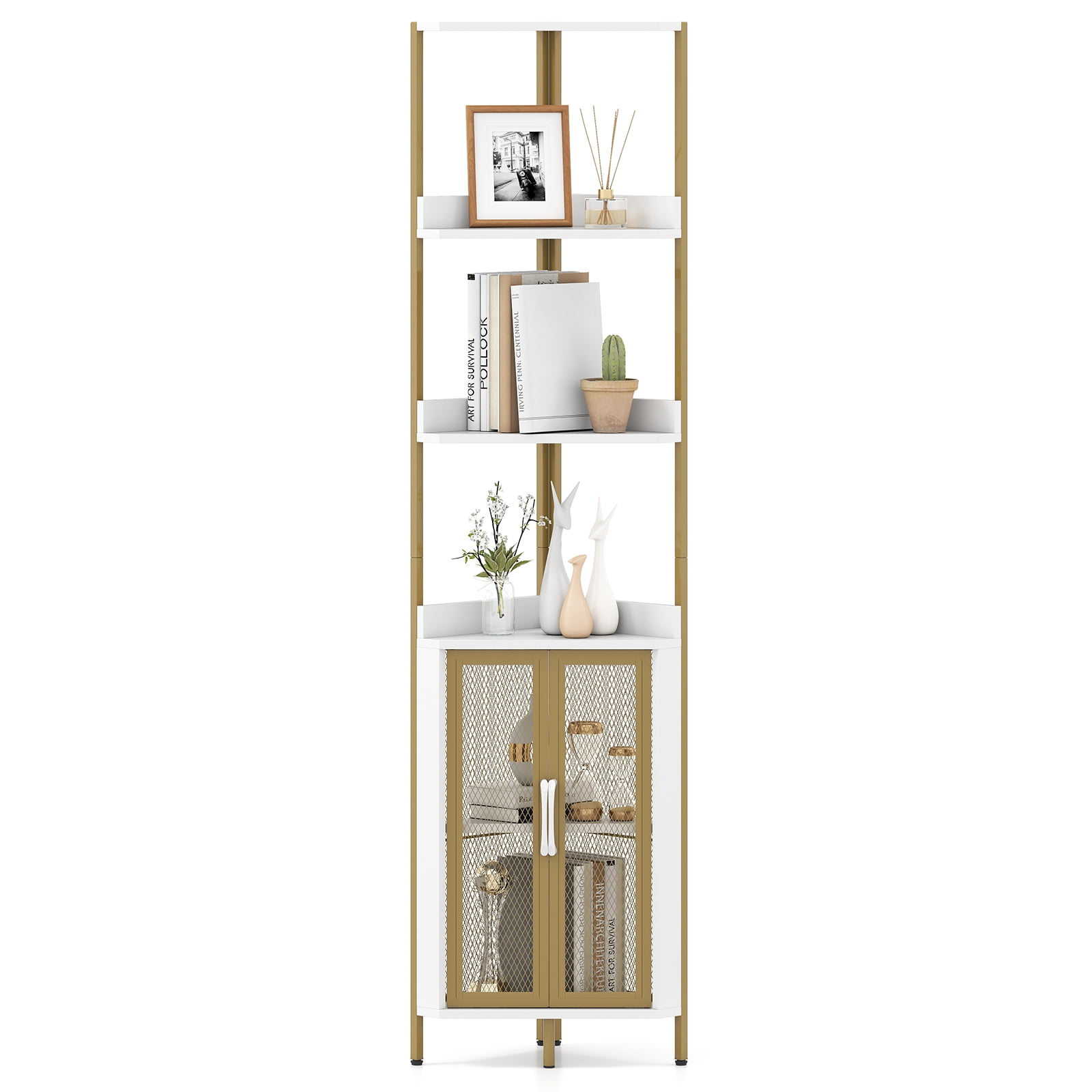 Click here for Gymax 6-Tier Corner Shelf 67 Tall Corner Bookshelf... prices