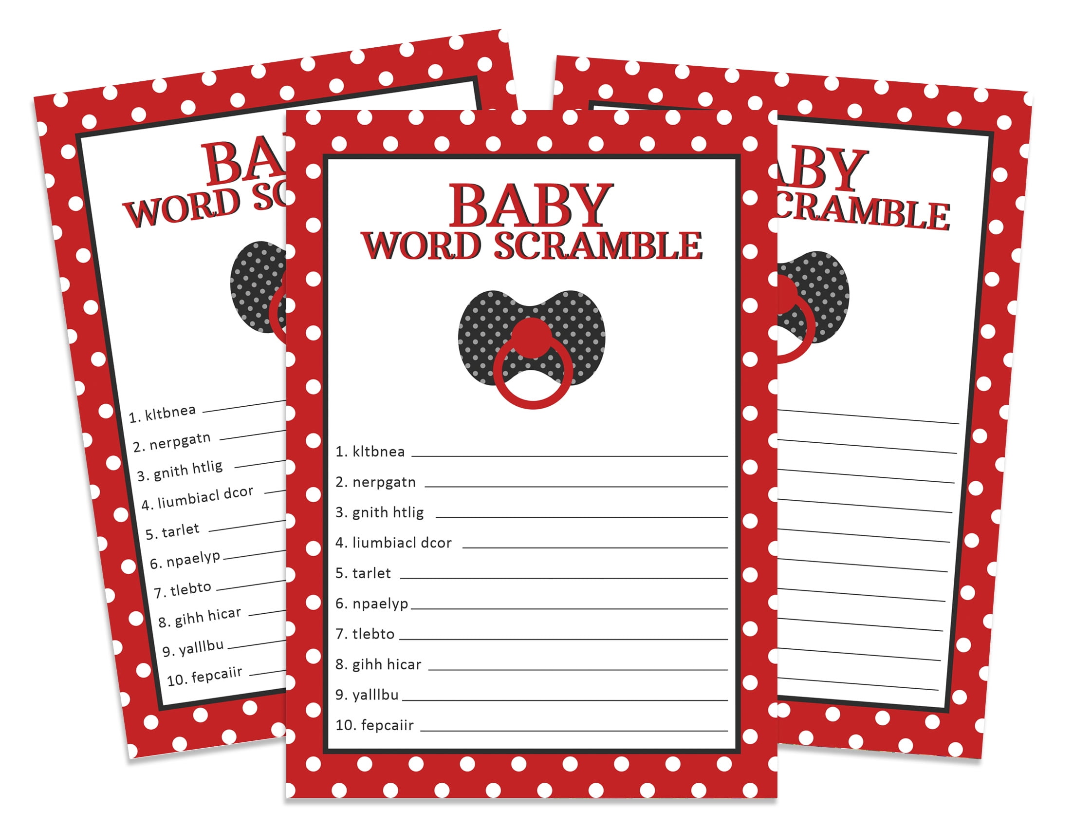 Inkdotpot Pack of 50, Girl Baby Shower Party Collection, Word Scramble ...