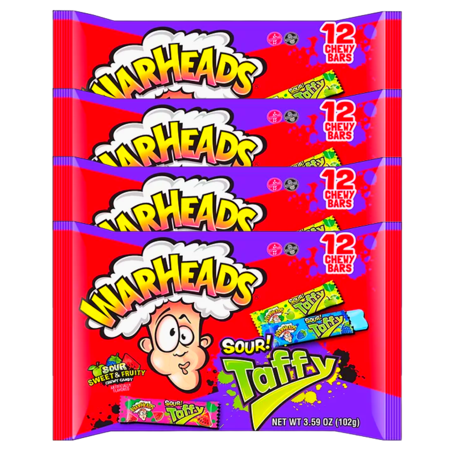 Warheads Sour Taffy Chewy Candies Individually Wrapped Watermelon Blue ...