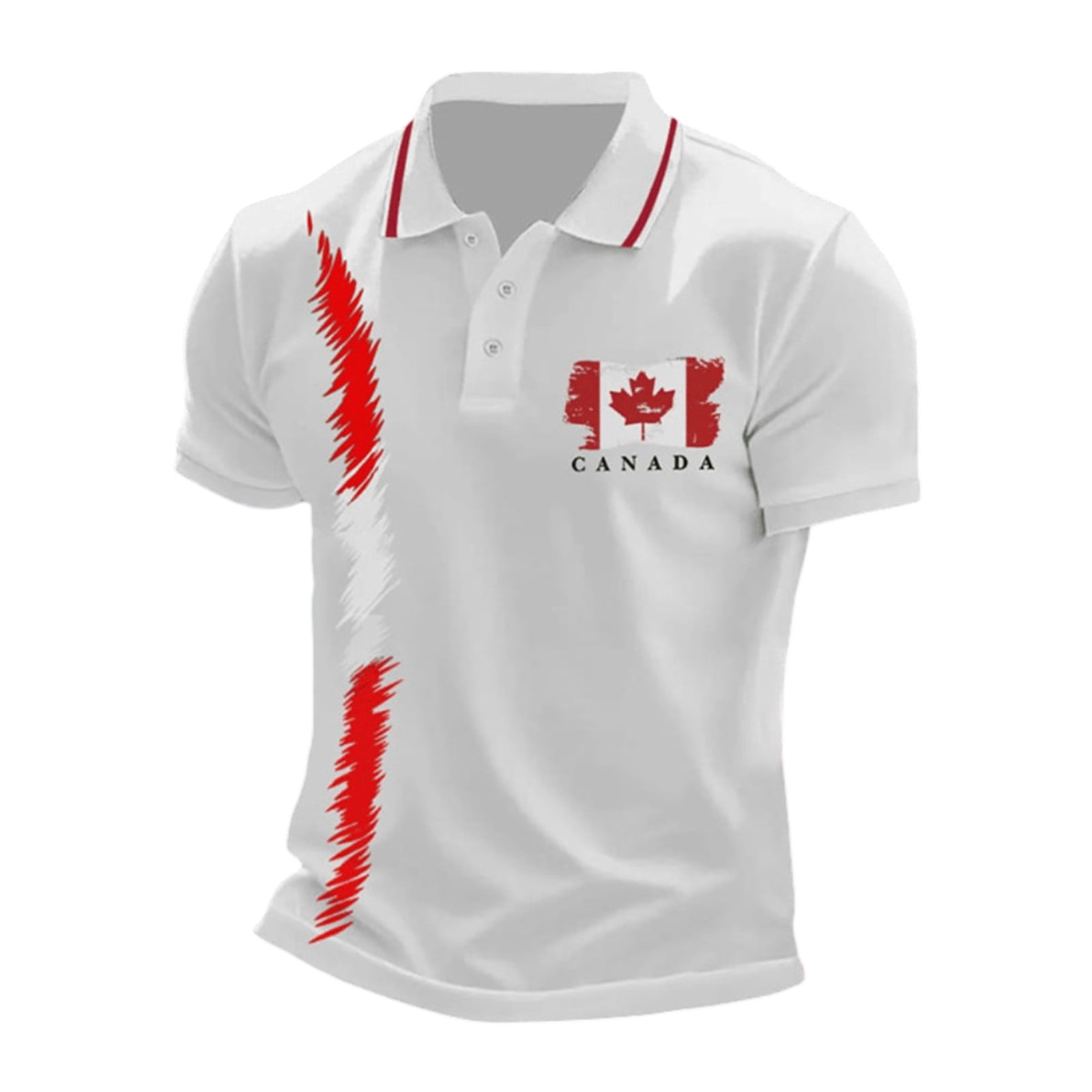 Click here for Shixiaoo Mens Canada Flag Print Slim Fit Short Sle... prices