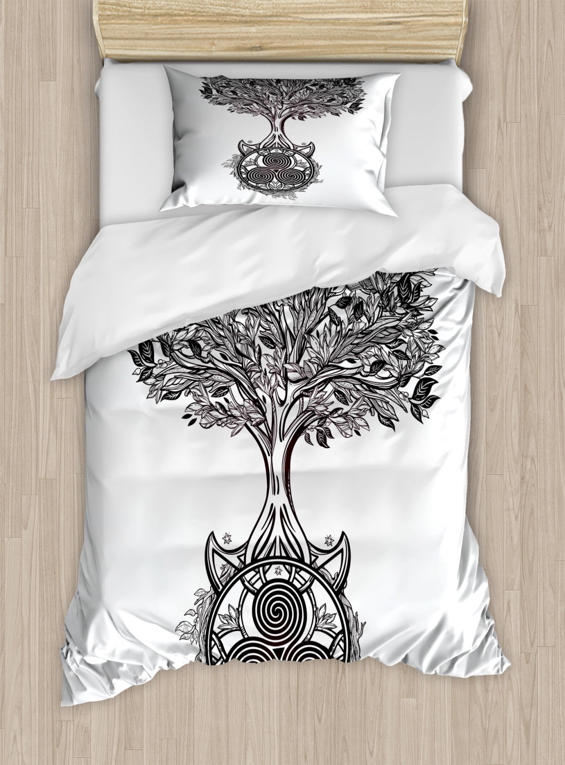 Celtic Twin Size Duvet Cover Set, Hand-Drawn Tree of Life and ...