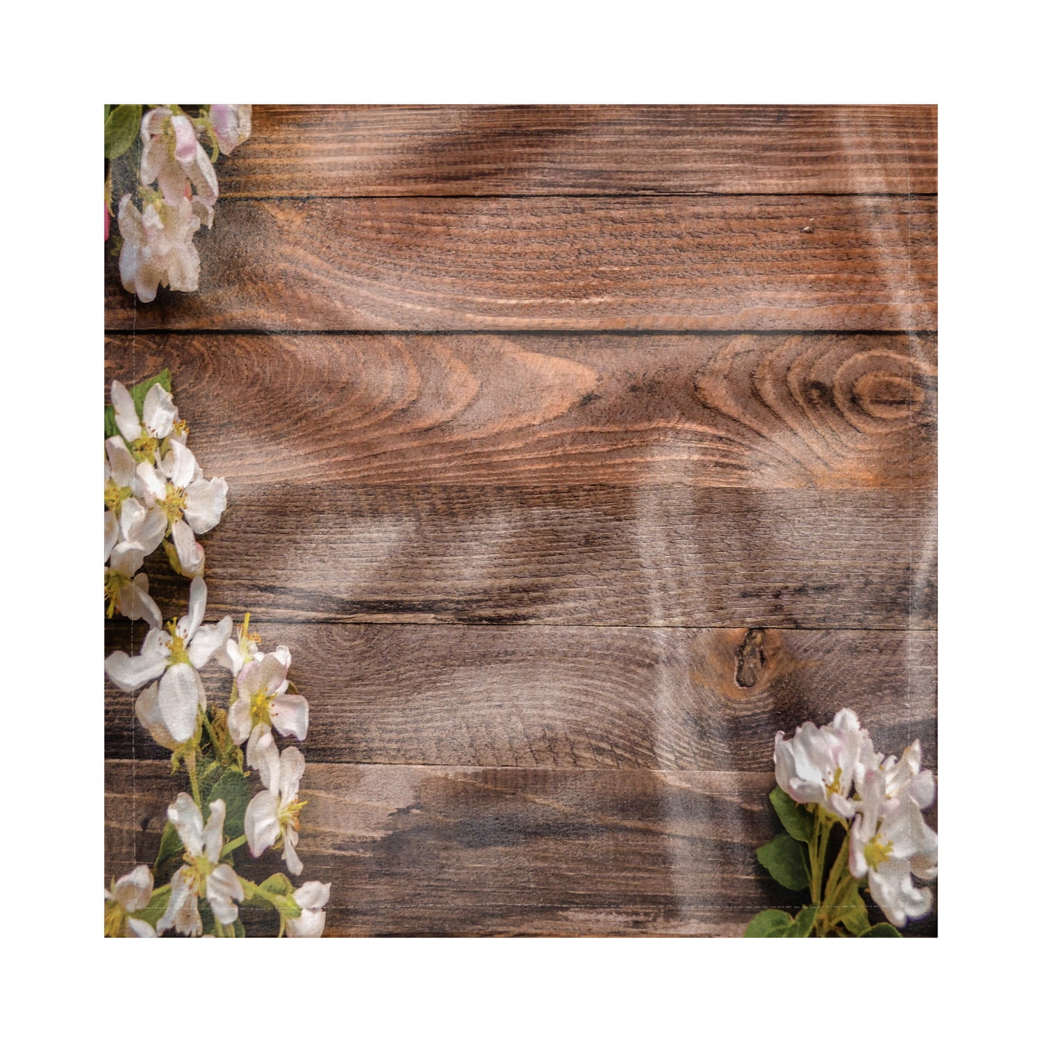Rustic Wood Decorative Satin Napkins Set of 4, White Blossom ...