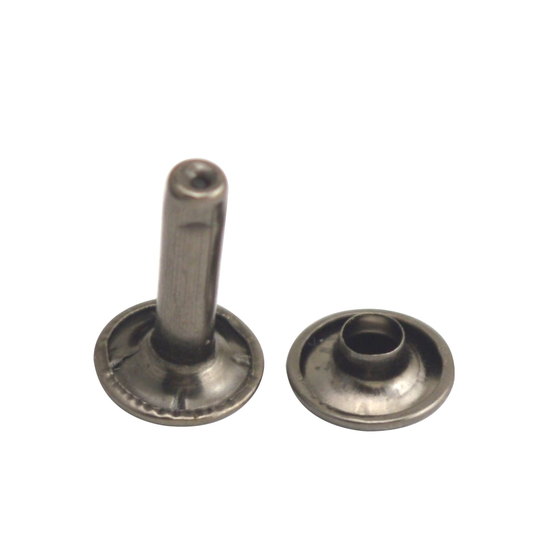 Fenggtonqii Gun Color Double Cap Leather Rivets Tubular Metal Studs Cap ...