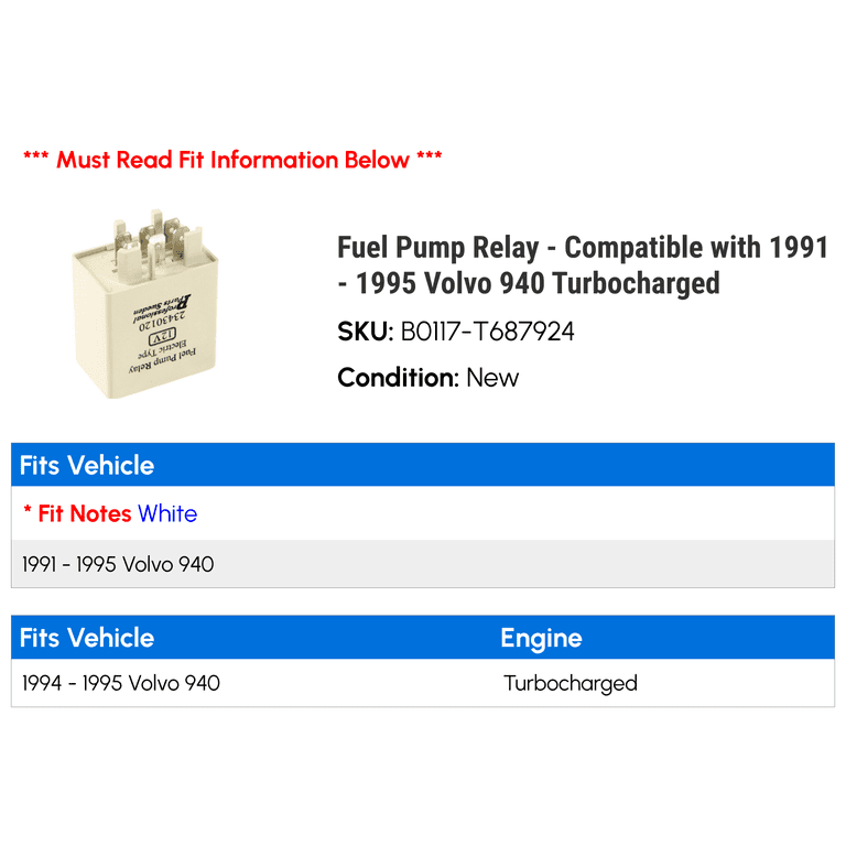 Volvo 940 Fuel Pump Relay