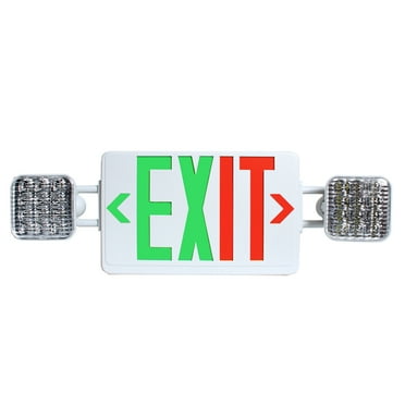 Spectsun 1 Pack Red & Green LED Exit Sign with Emergency Lights-Two LED ...