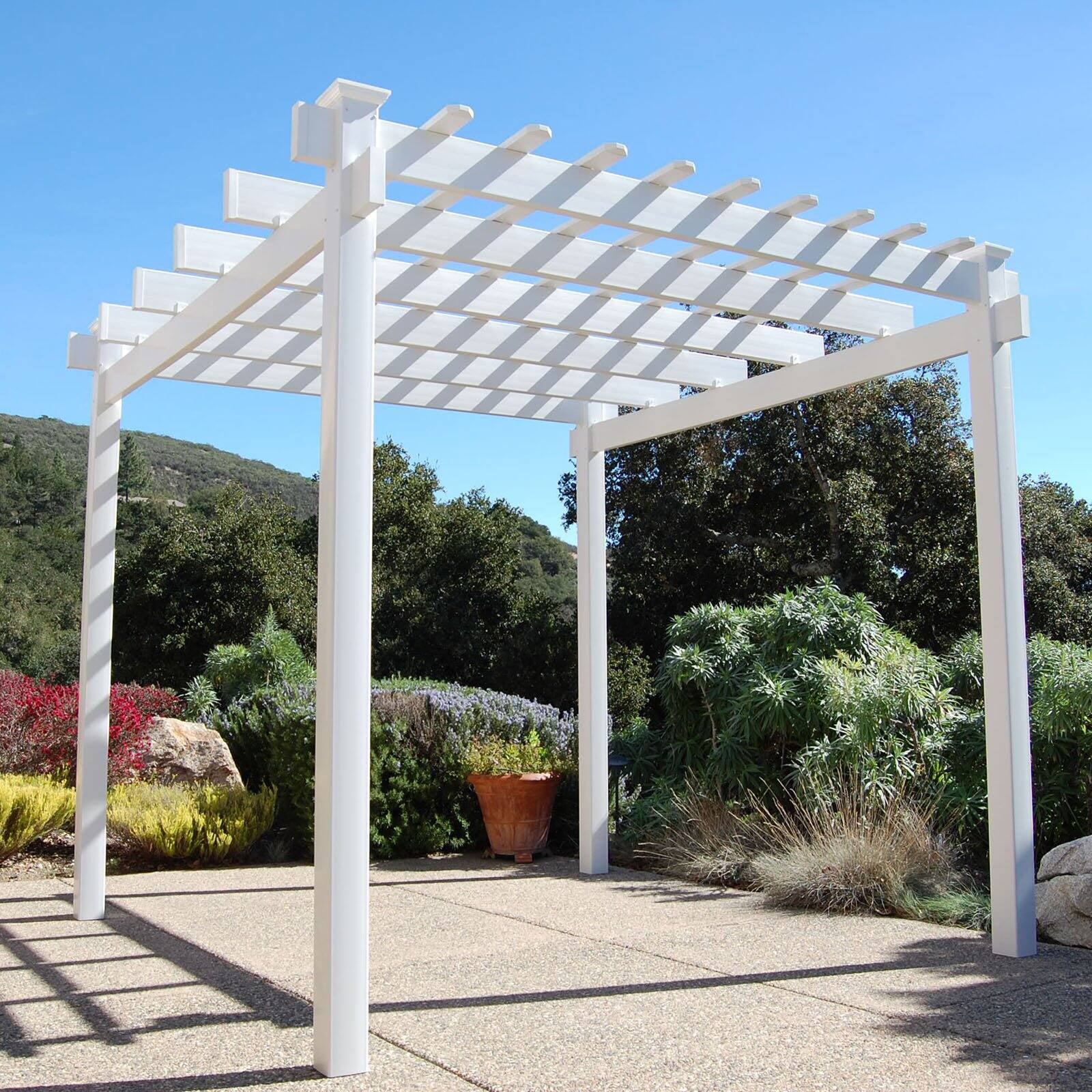 DuraTrel Princeworth 106" W x 106"D x 96"H White Vinyl Pergola ...