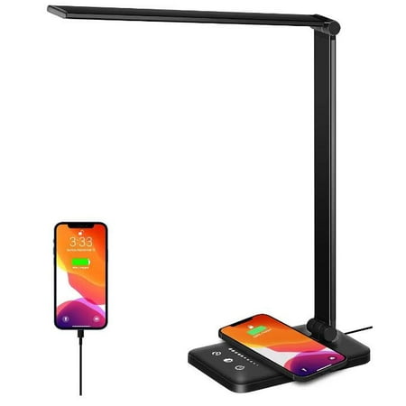 LED Desk Lamp with Wireless Charger, Dimmable Office Desk Light with ...