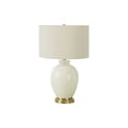 26" Cream Ceramic Table Lamp with Ivory Shade - Transitional Bedside ...