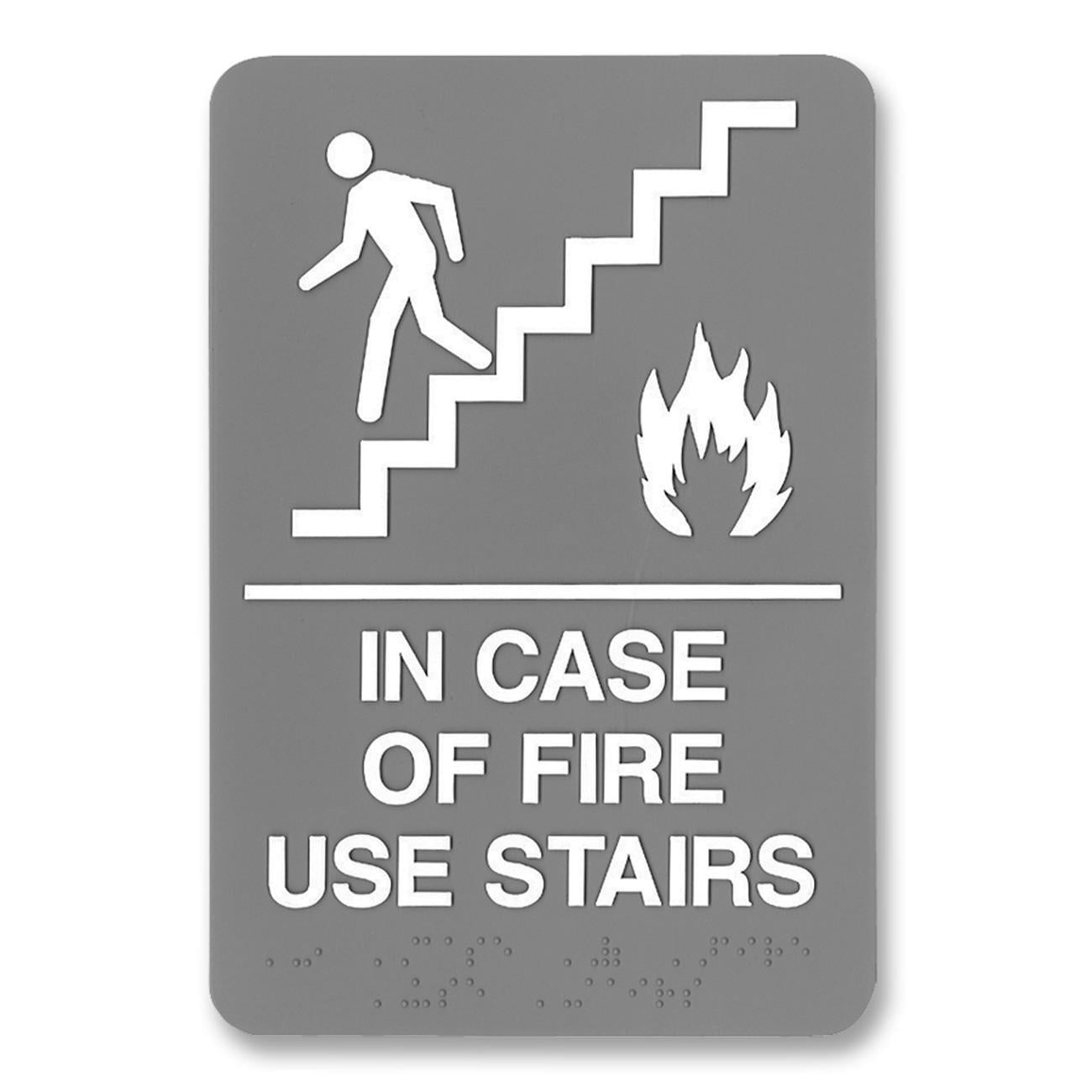 HeadLine, USS5400, ADA Plastic Fire Use Stairs Sign, 1 Each, White ...