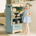 Robud Pretend Maker Play Kitchen for Toddlers, Wooden Fridge with Fake ...
