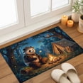 Cute Panda Door Mat Watercolor Forest Scenery Funny Owl Campfire Tent ...