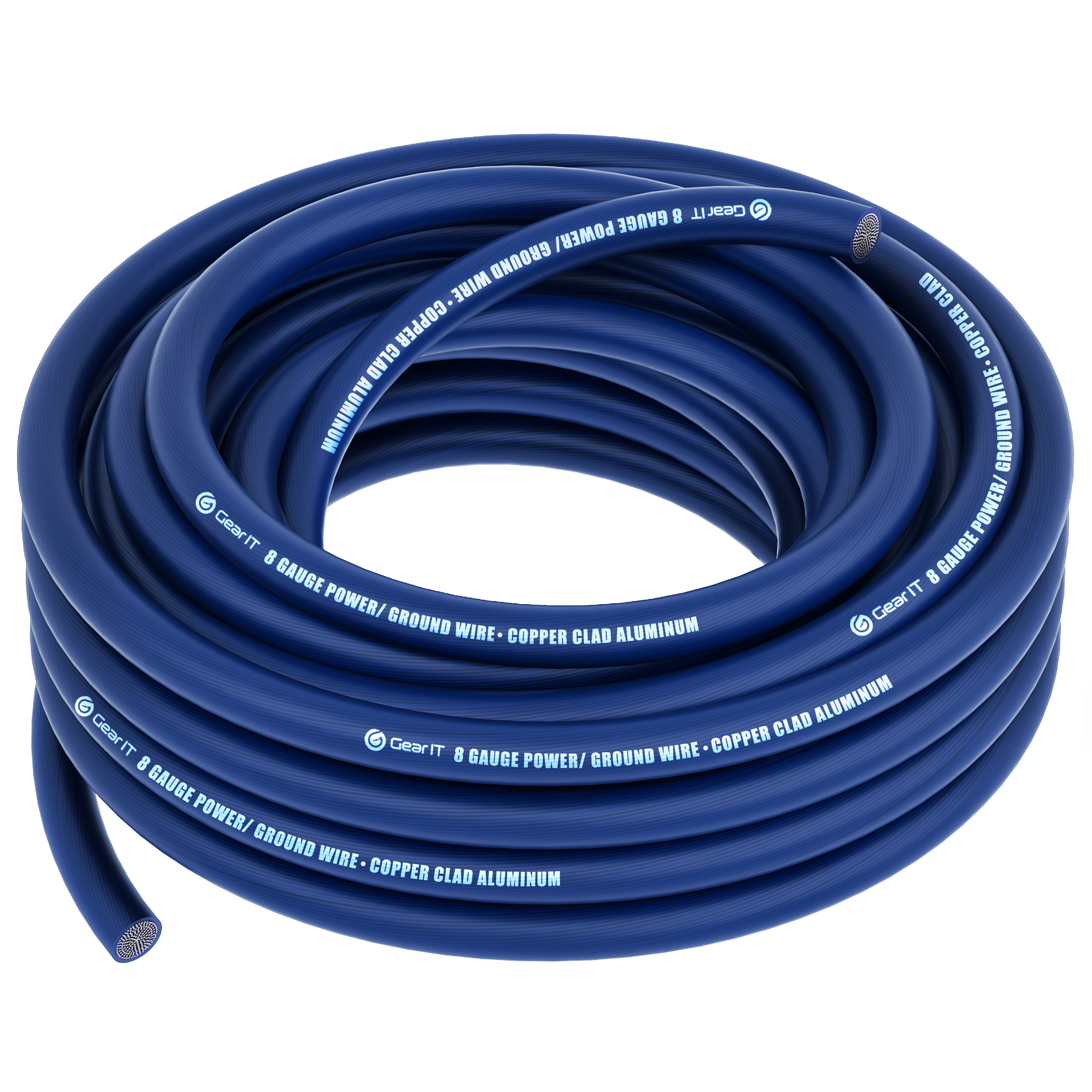 GearIT 8 Gauge Wire 25ft Blue Copper Clad Aluminum CCA Primary GearIT 8 Gauge Wire 25ft Blue Copper Clad Aluminum CCA Primary