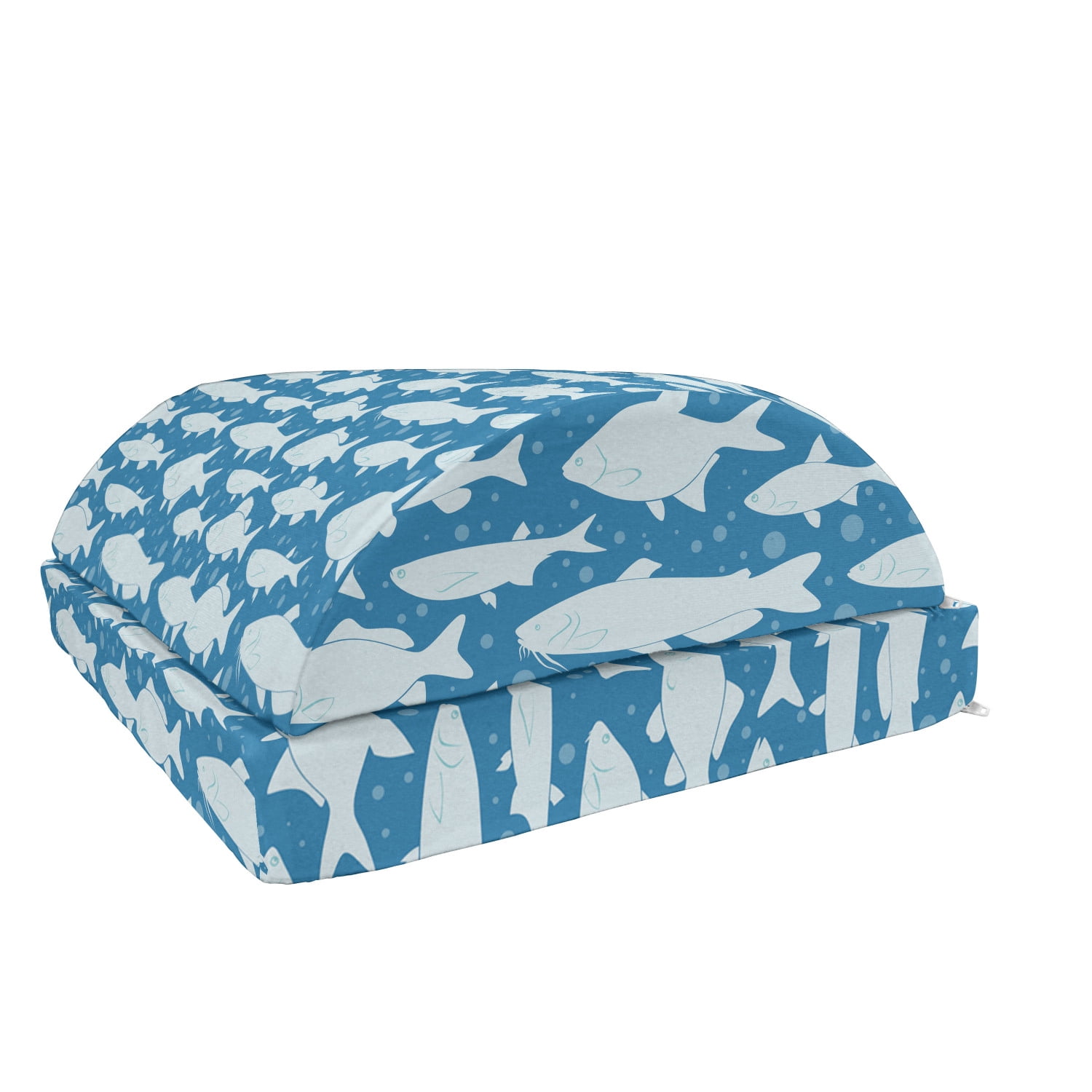 Nautical Foot Rest, Monochrome Silhouettes of Fish and Bubbles Seascape ...