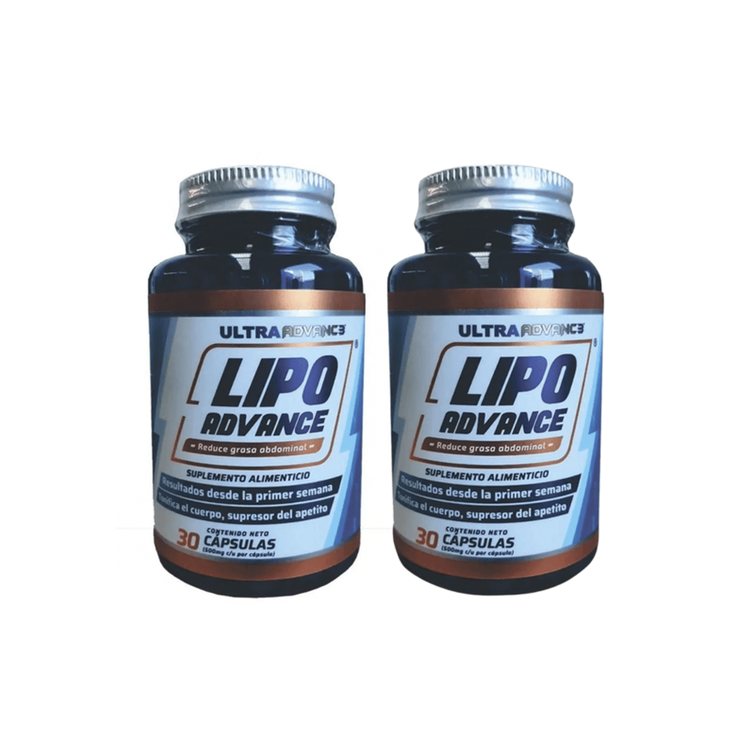 Pack 2 Ultra Advanc3 Lipo 30 Cápsulas Quemador de Grasa Abdominal Supresor Natural del Apetito ...
