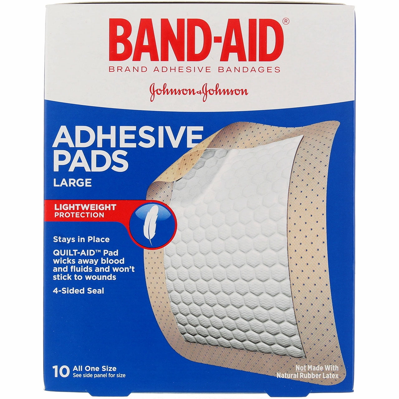 Band-Aid Brand Tru-Stay Adhesive Pads, Large Sterile Bandages, 10 ct ...