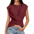 Babysbule Women's Crew Neck Cross Wrap Crop Top, Stylish Tie Back ...