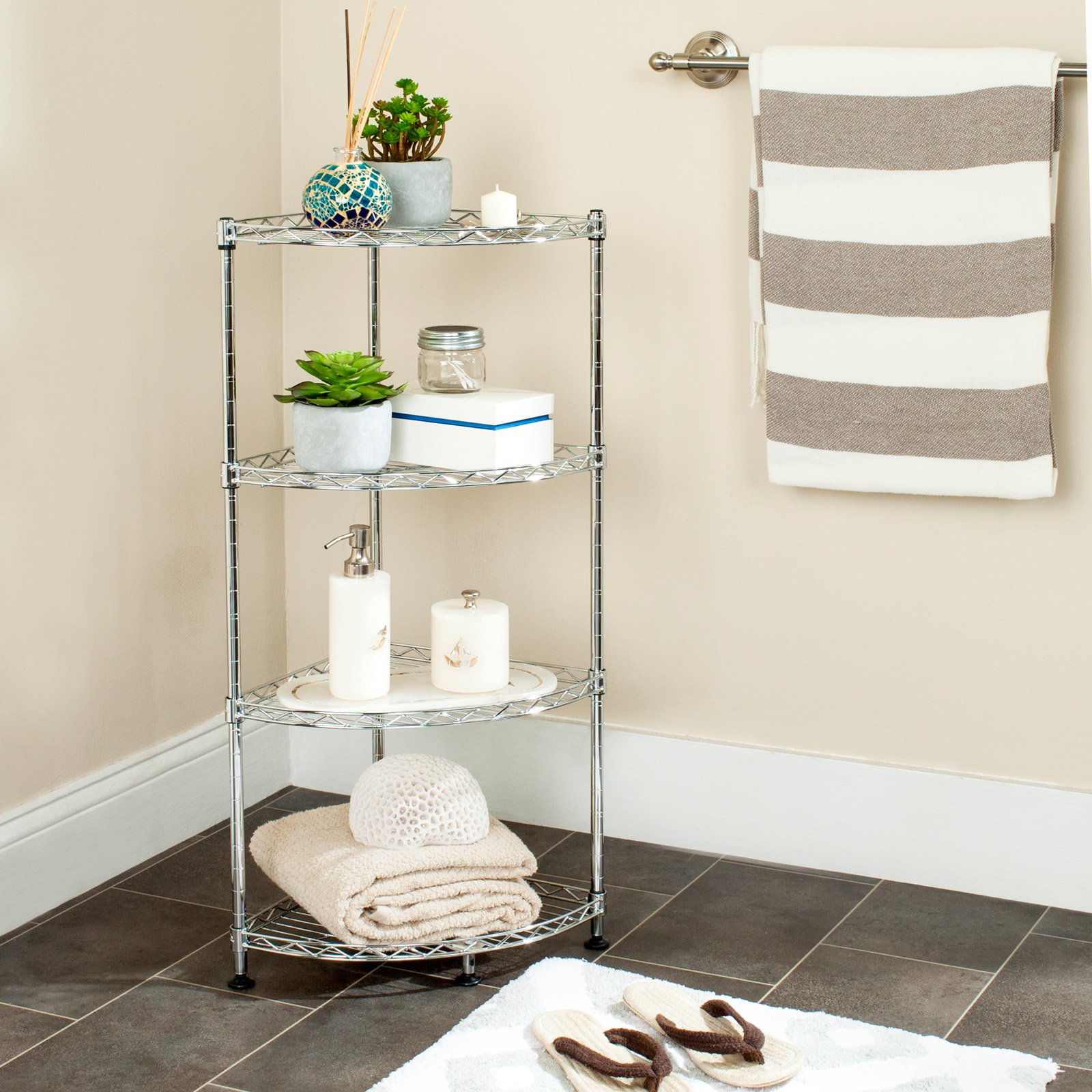 Safavieh Happimess Damaris 4-Tier Chrome Wire Corner Rack - Walmart.com