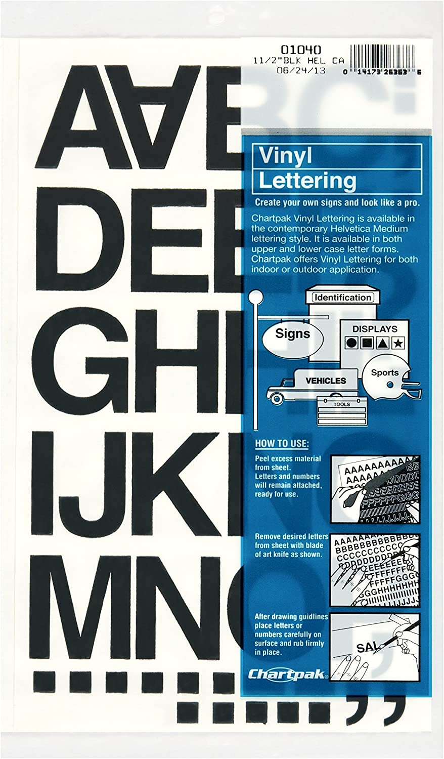 Chartpak Self-Adhesive Vinyl (01040) Capital Letters and Numbers, 1-1/2 ...