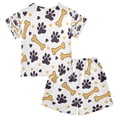 DALAWU Bone Black Footprint Pattern Cotton Short Sleeve Pajama Set ...