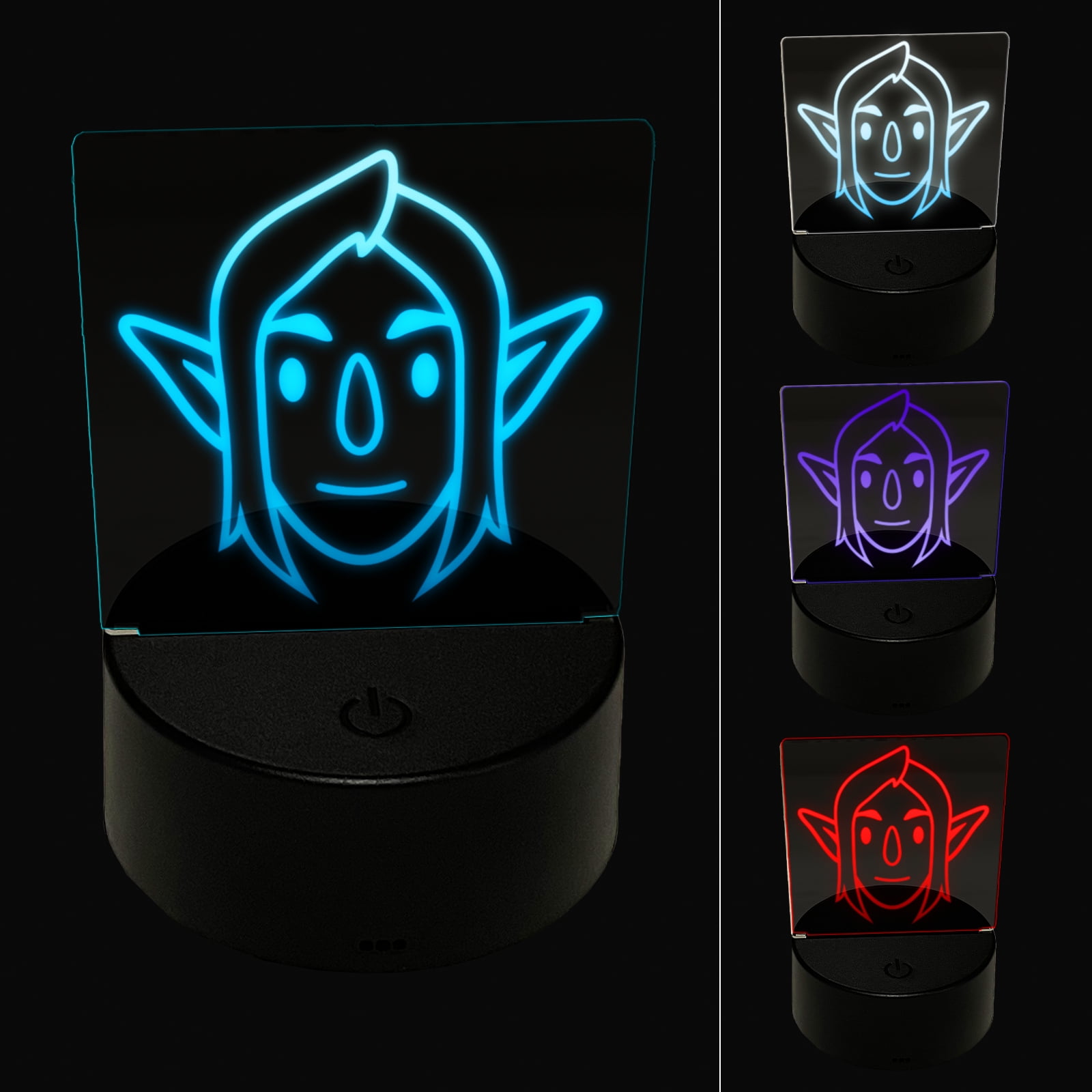 Elf Male Character Face LED Night Light Sign 3D Illusion Desk ...