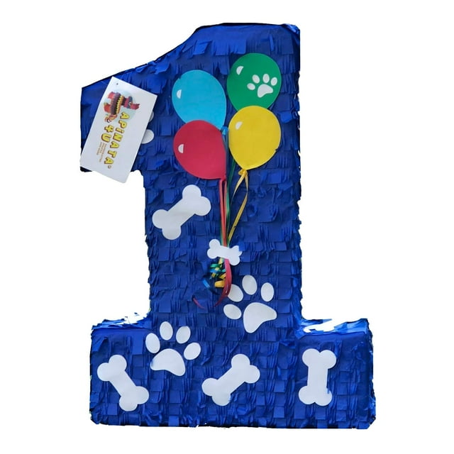 20" Tall Number One Pinata for Puppy Theme Birthday Party Blue Color ...