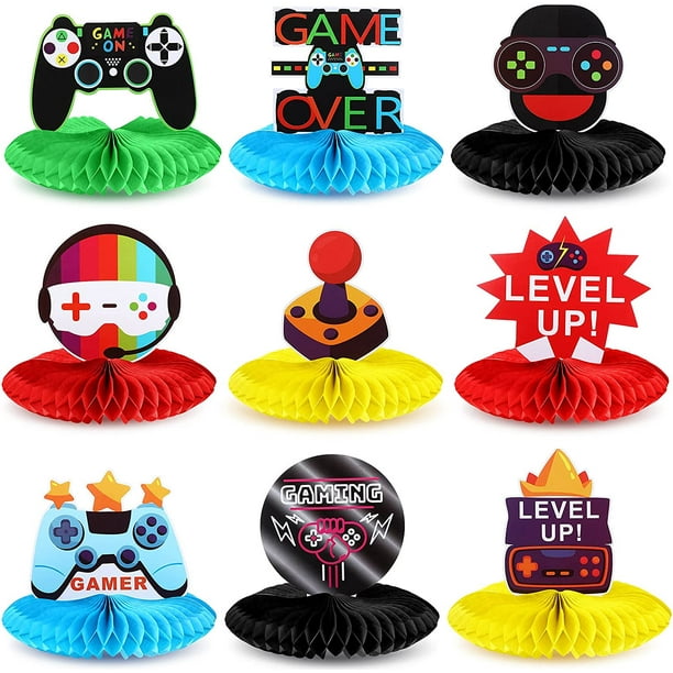 9 Pieces Video Game Honeycomb Centerpieces 3D Video Game Party ...