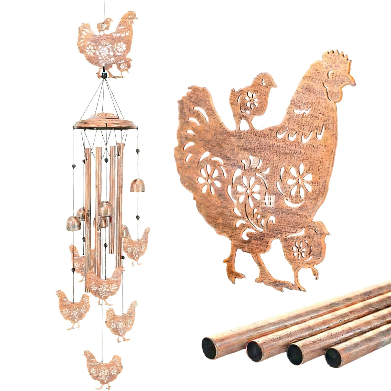 Click here for Easeky Metal Chicken Wind Chime For Outdoor  7 Fig... prices