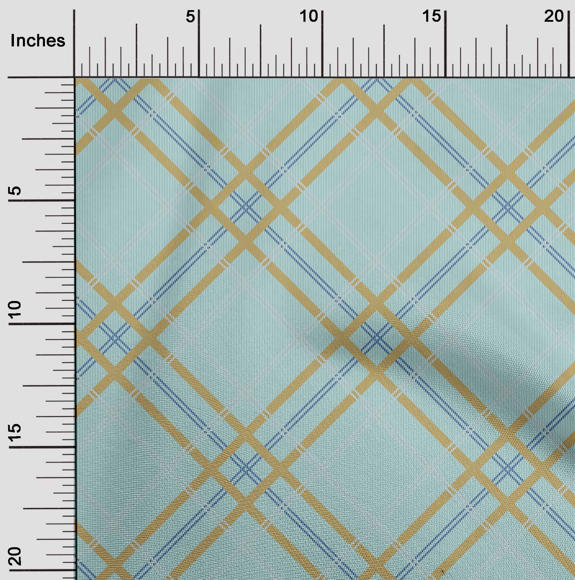oneOone Cotton Silk Fabric Tartan Check Printed Fabric 1 Yard 42 Inch ...