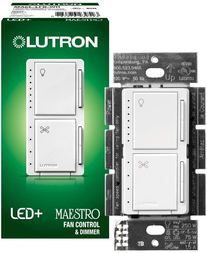 Lutron Maestro LED+ Fan Control and Dimmer for LEDs, Halogen and ...