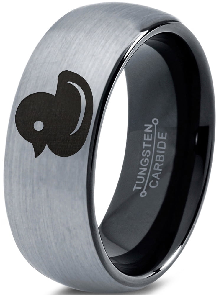 Tungsten Rubber Ducky Duck Band Ring 8mm Men Women Comfort Fit Black ...
