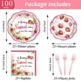 100 piece strawberry baby baptism party plate napkin fork set sweet ...