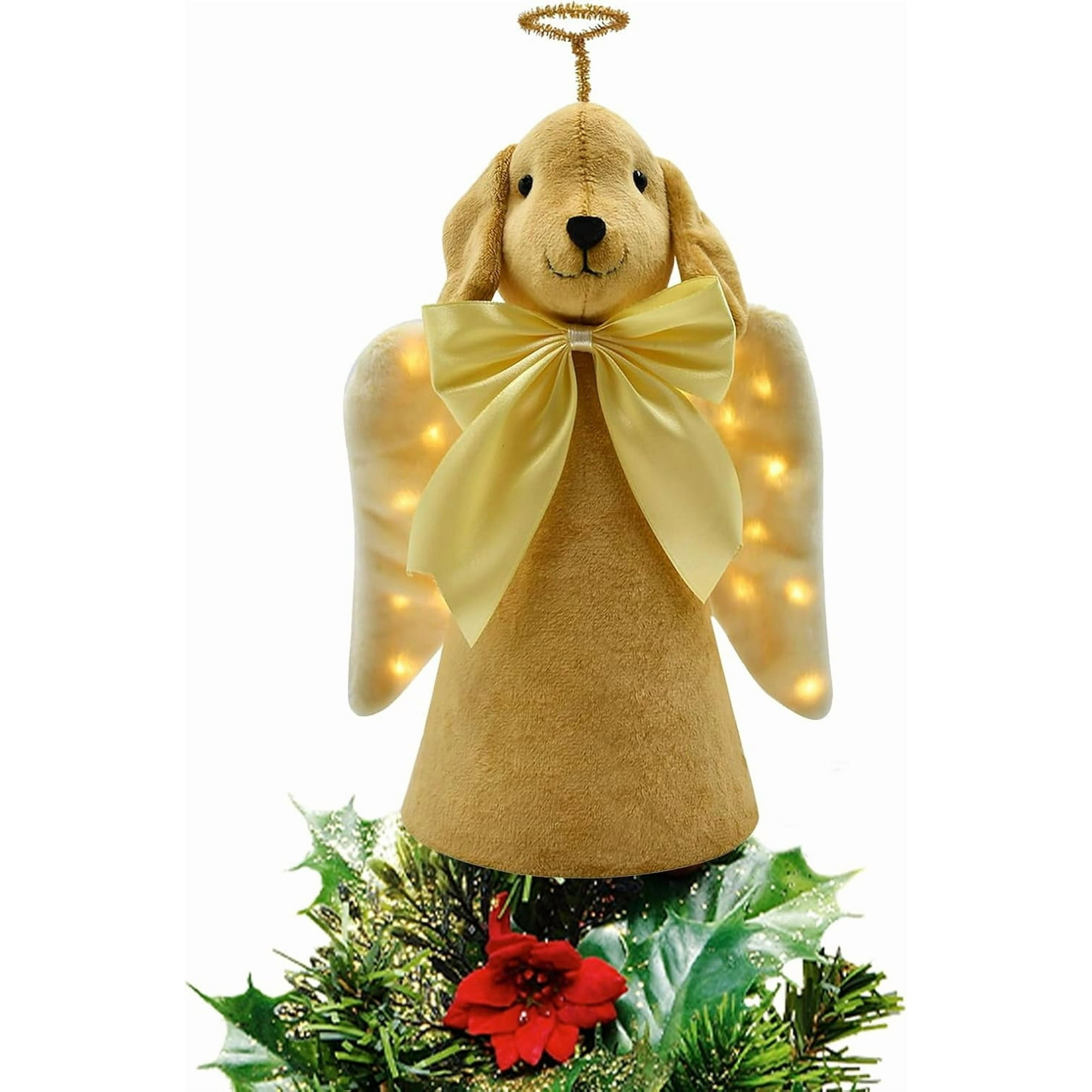 Click here for Yafybb Dog Angel Tree Topper  Lighted Christmas Tr... prices