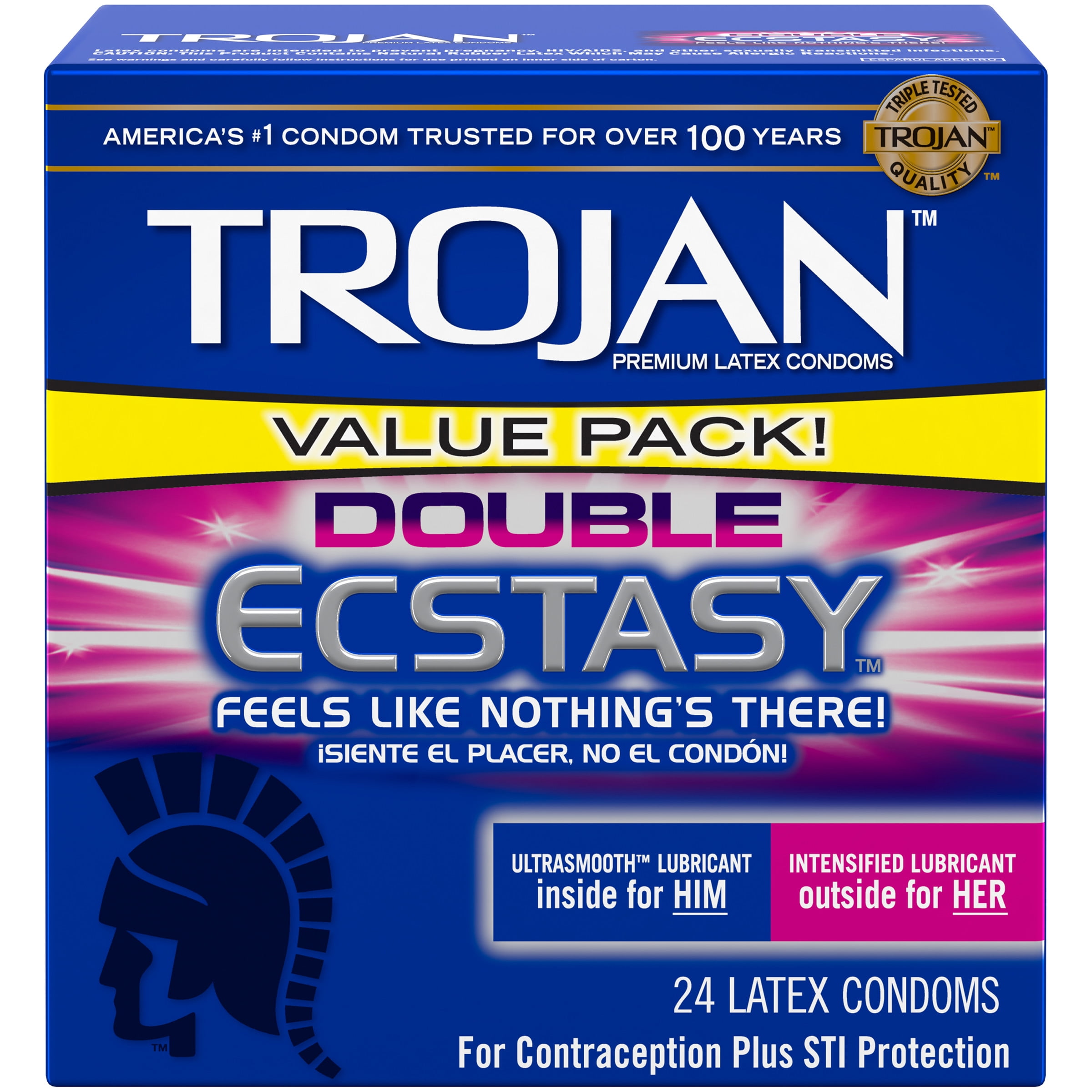 Trojan Double Ecstasy Lubricated Condoms - 24 Count - Walmart.com