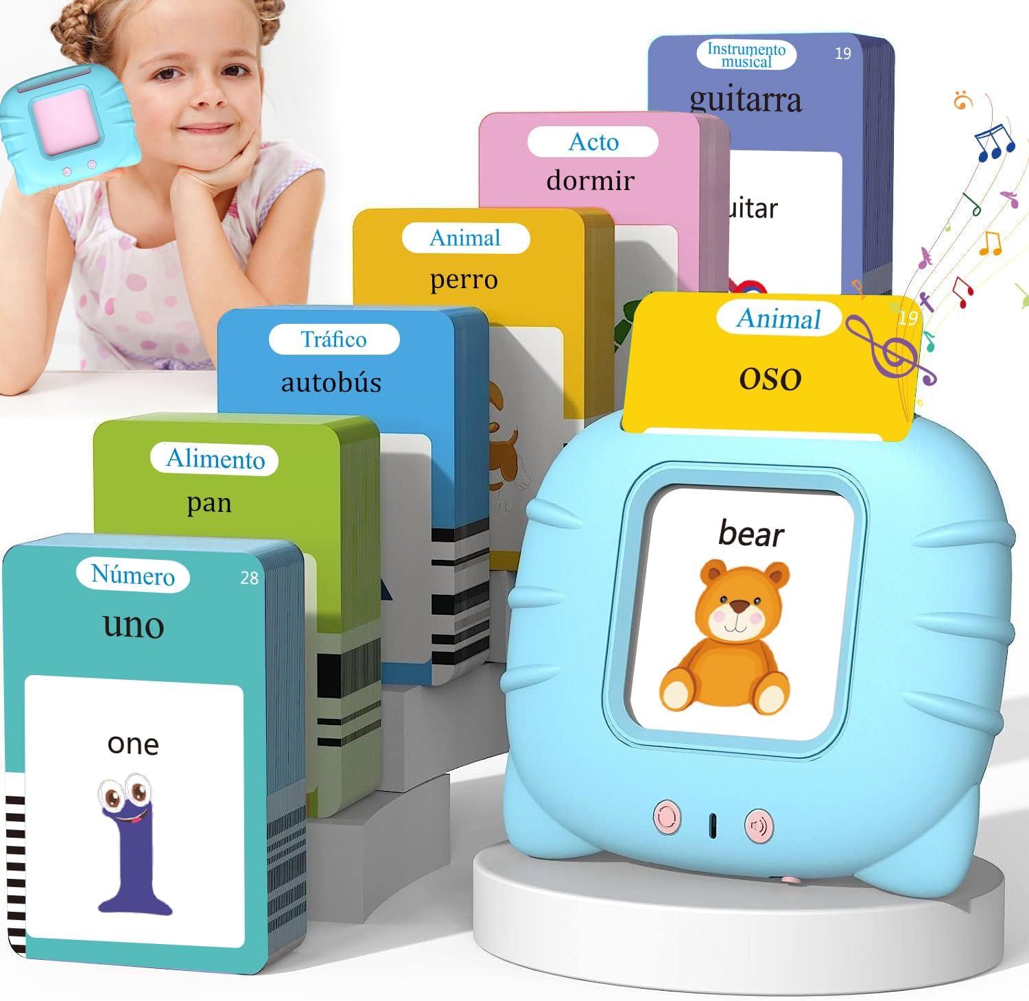 Juguetes de Aprendizaje con Tarjetas Flash Parlantes, Lectura Bilingüe ...