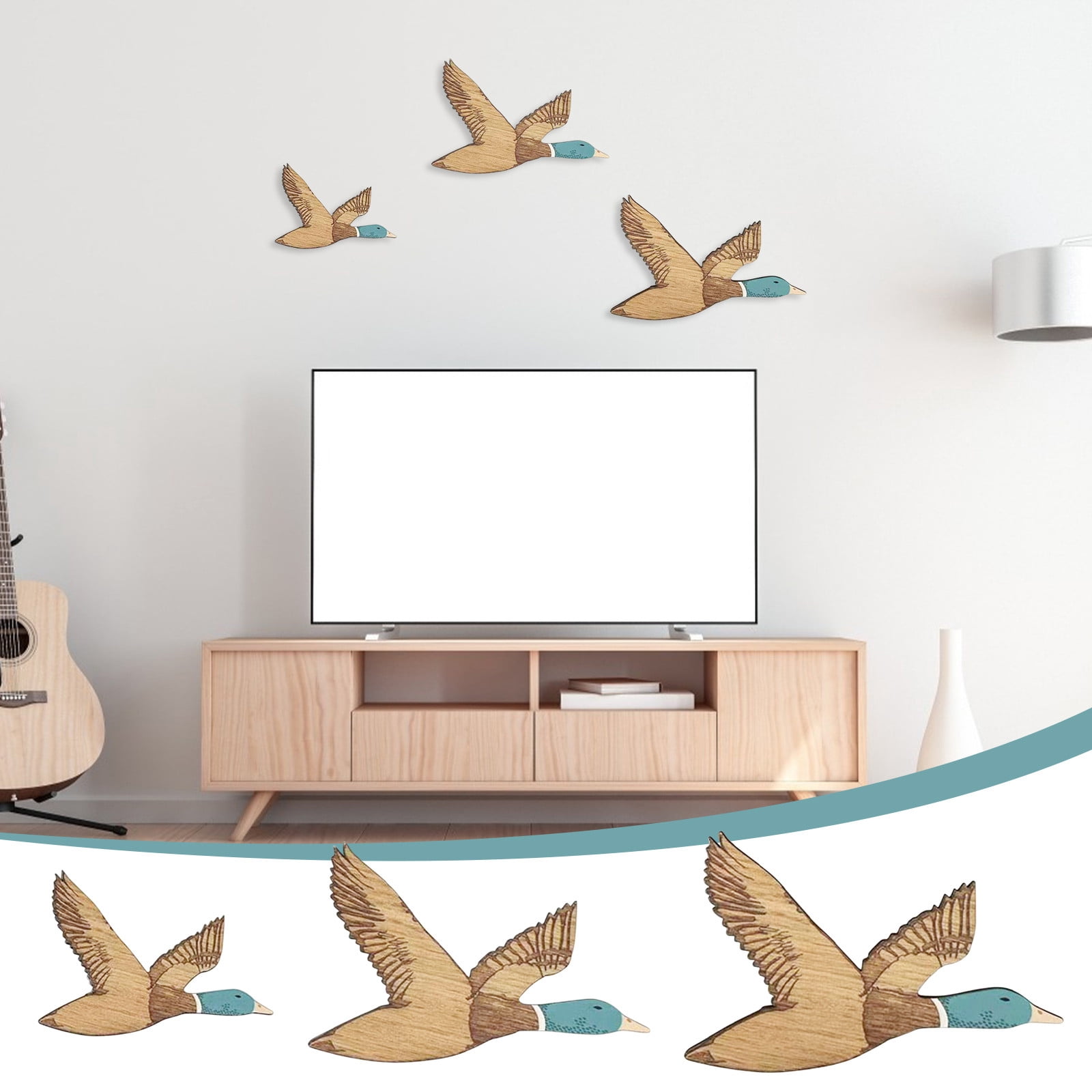 Ycolew 3 Pcs Wooden Ducks Wall Decor for Bedroom Rustic Farm Carved ...