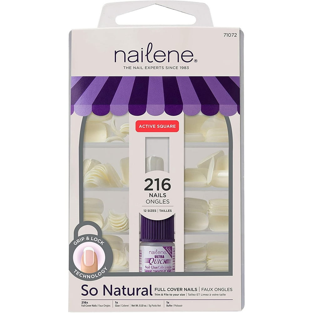 Nailene - Fing'rs Nailene Full Cover Nails, Active Square with Glue 216 ...