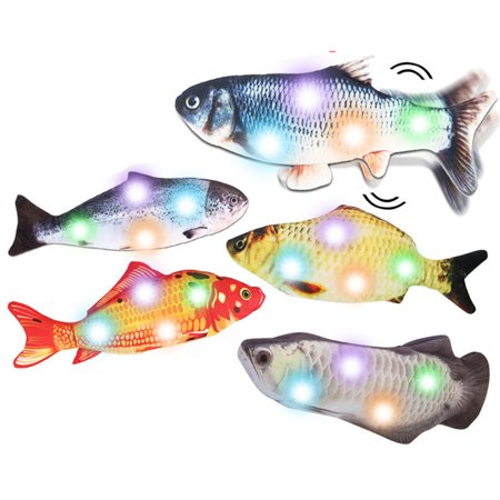 Electric Moving Fish Cats Toy Realistic Flopping Wagging Kicker Fish ...