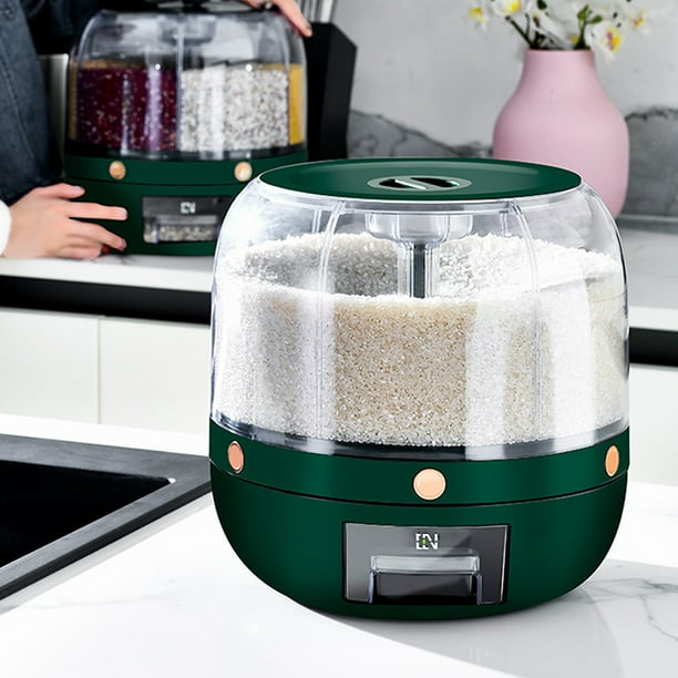 Clairlio 3/6kg Rice Barrels 360 Rotating 6-Grid Grain Storage Tanks ...